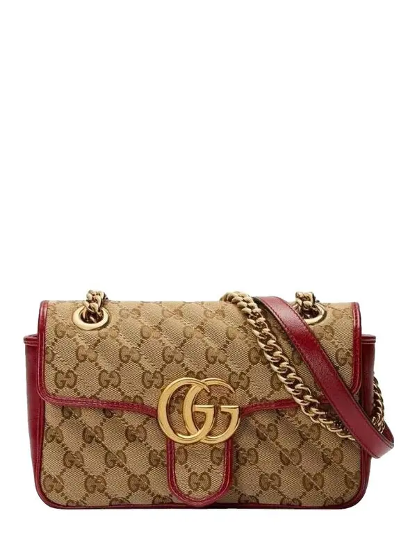 Gucci Gg Marmont Matelassé Mini Bag - Beige/ebony/red