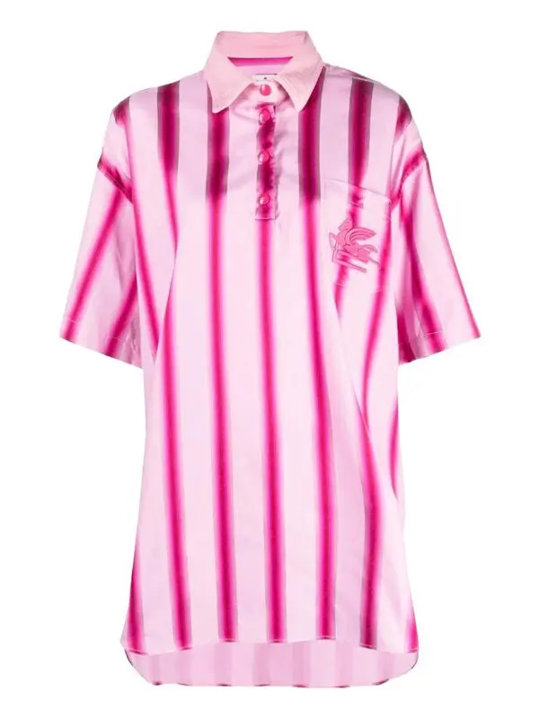 Etro Striped Embroidered Logo Shirt - Pink