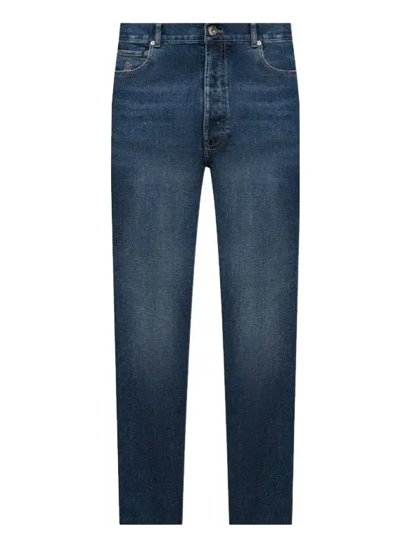 Brunello Cucinelli Logo Patch Straight-leg Jeans - Blue