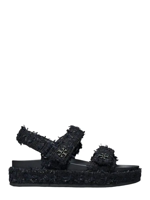 Tory Burch Tweed Double Strap Sandals - Black