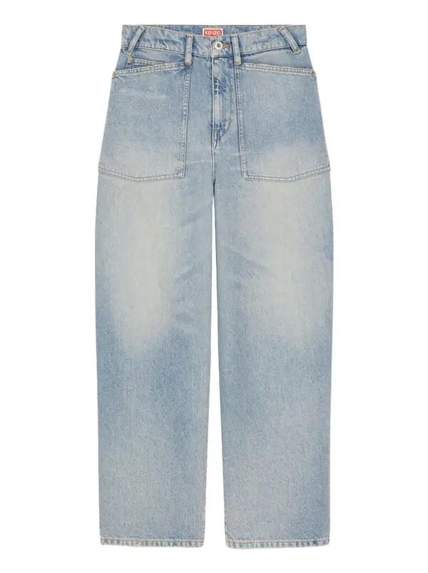 Kenzo High-rise Logo Patch Jeans - Gray