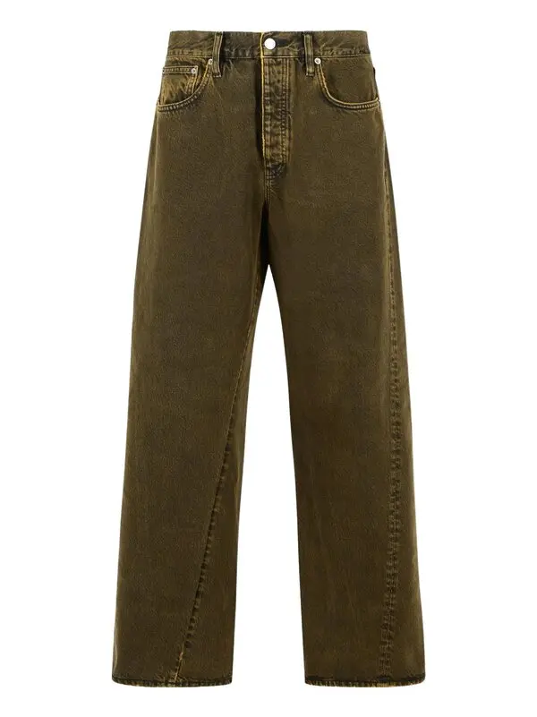 SUNFLOWER Logo Patch Straight-leg Jeans - Green