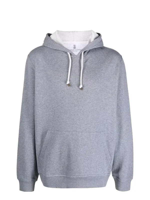 Brunello Cucinelli Cotton-blend Hoodie With Ribbed Trim - Gray