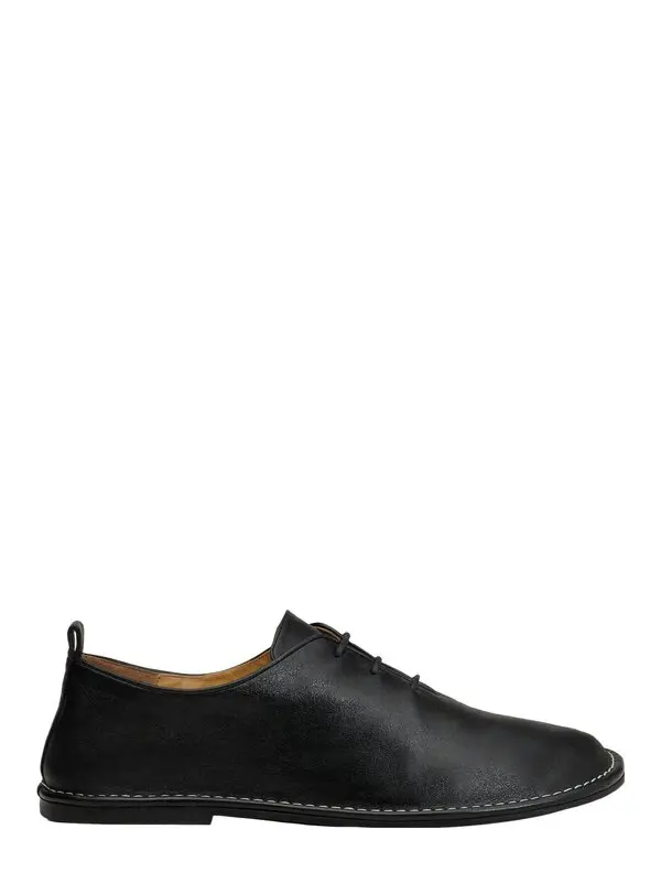 Ami Round Toe Lace-up Flat Shoes - Black