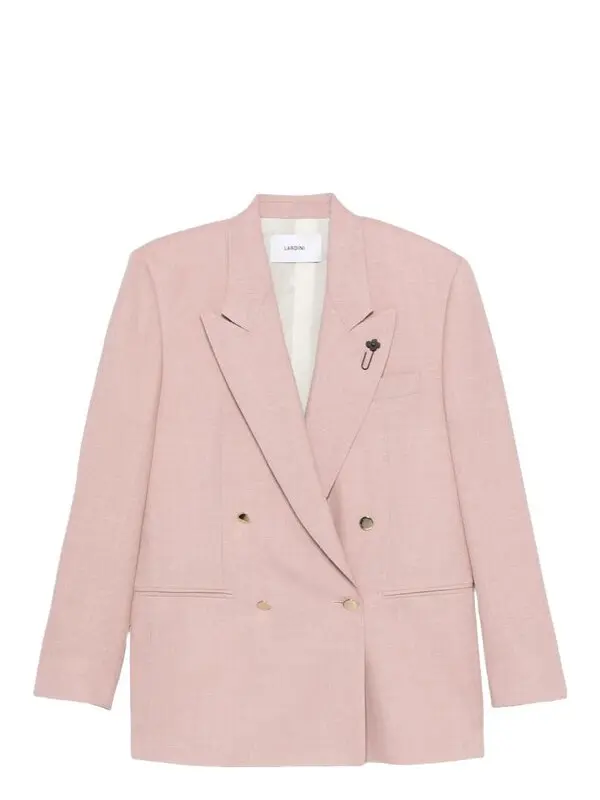 LARDINI Double-breasted Blazer With Brooch Detail - Pink