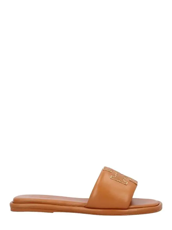 Tory Burch Double T Sport Slides - Brown