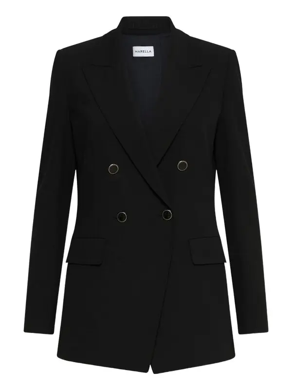 Marella Double Breasted Blazer With Lapel Collar - Black
