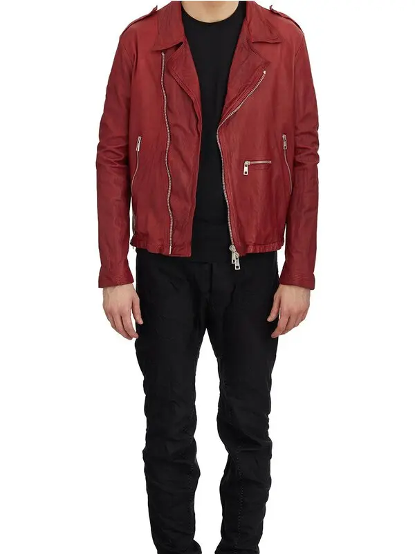 GIORGIO BRATO Leather Biker Jacket - Black