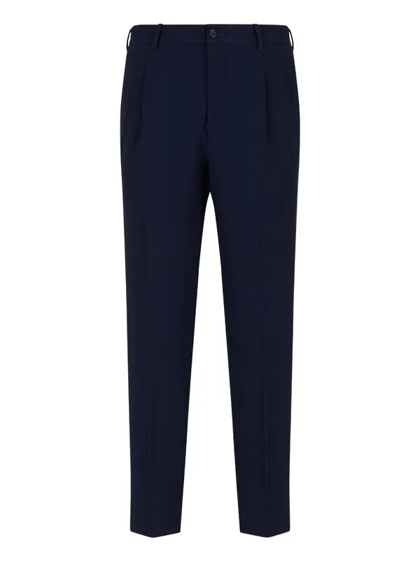 Giorgio Armani Textured Tapered Wool Trousers - Black