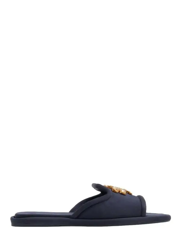 Tory Burch Embellished Logo Slides - Black