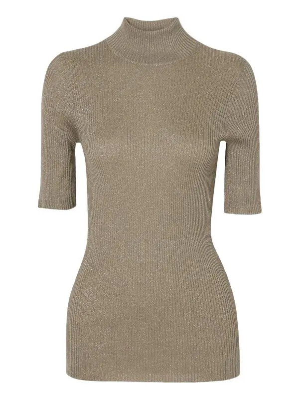 Brunello Cucinelli Metallic Ribbed Pullover - Gray