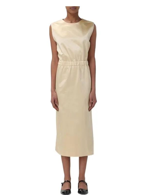 Fabiana Filippi Sleeveless Metallic Midi Dress With Elasticated Waist - White