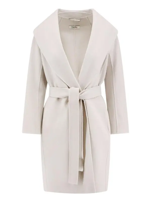 Max Mara Belted Long-sleeved Coat - White