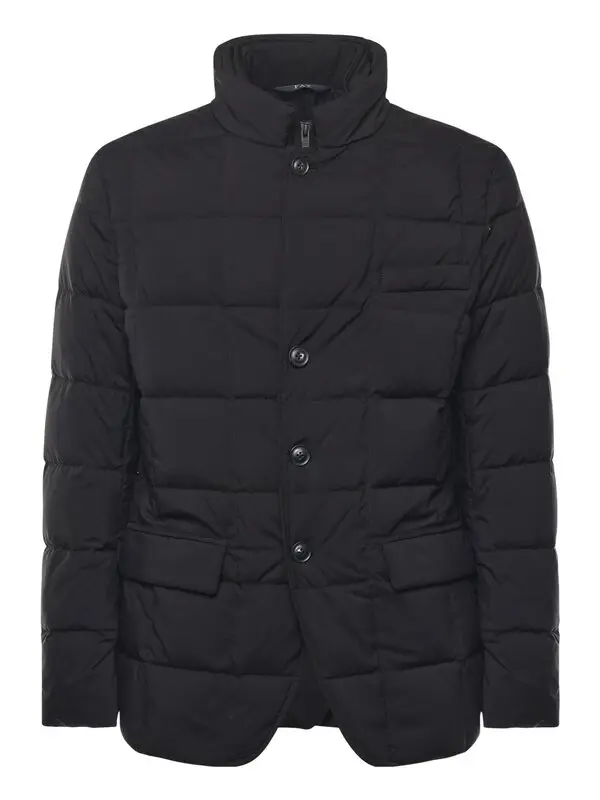 FAY Quilted Zip-closure Jacket With Stand Collar - Black