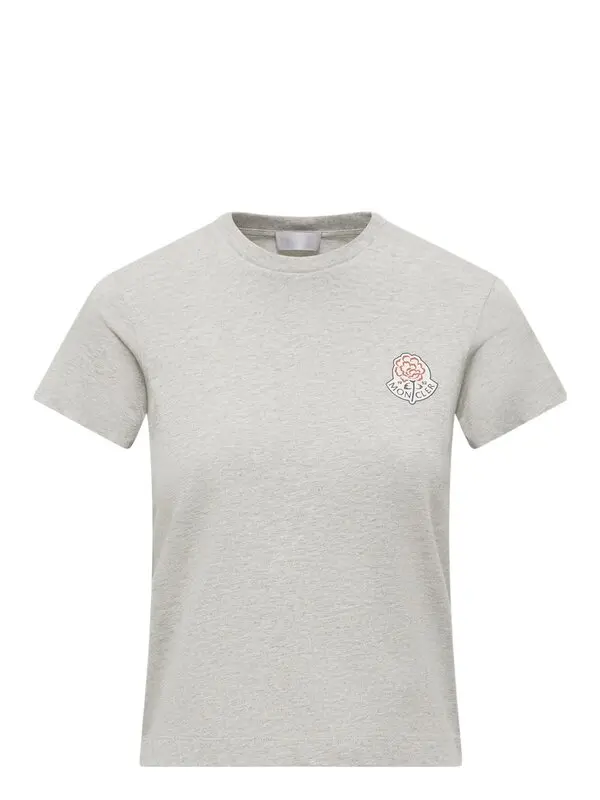 Moncler Crewneck Short-sleeved T-shirt With Logo - Grey