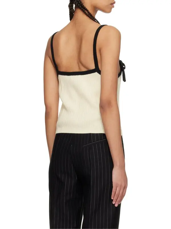 GANNI Cashmere Mix Cable Knit Top With Knot Detailing - Egret