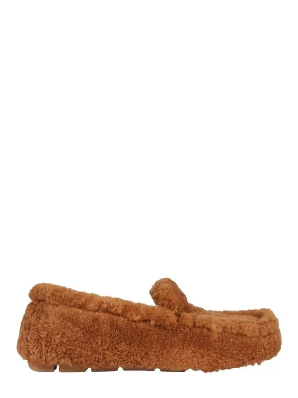 Prada Logo Plaque Round Toe Loafers - Brown