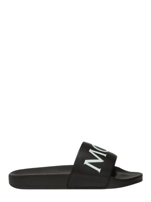 Moncler Logo Embossed Slides - Black