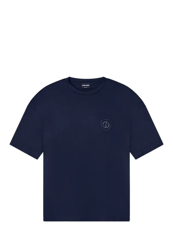 Giorgio Armani Logo Embroidered Crewneck T-shirt - Navy Blue
