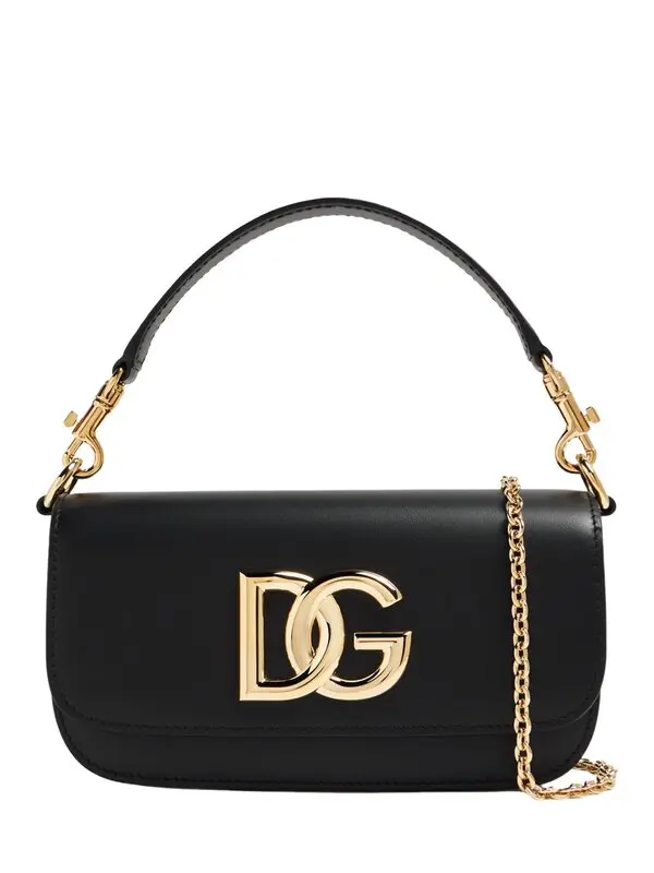Dolce & Gabbana Logo Plaque Shoulder Bag - Black