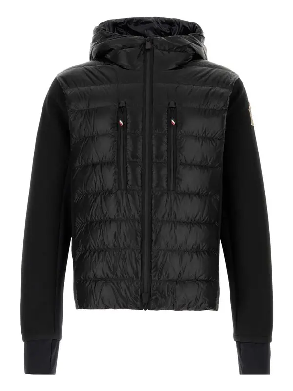 Moncler Panelled Zip-up Down Jacket With Hood - Black