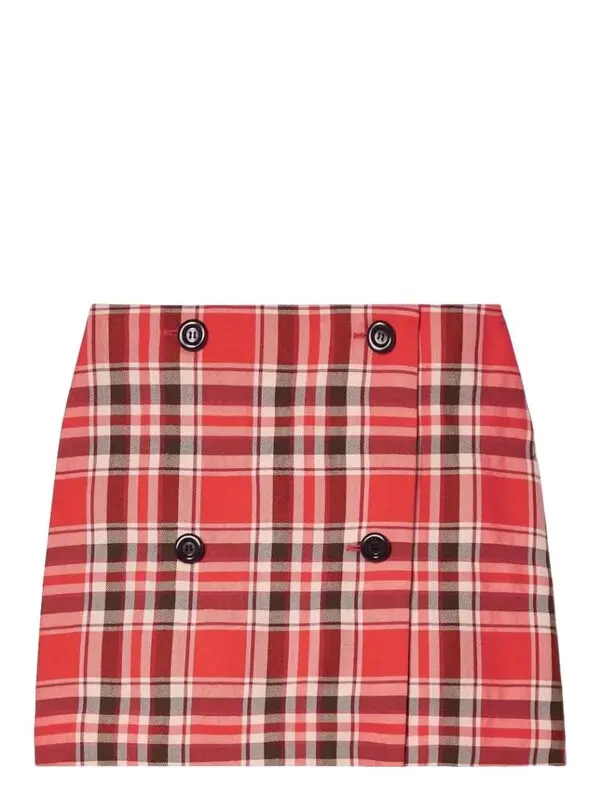 Acne Studios Plaid Twill Miniskirt - Red
