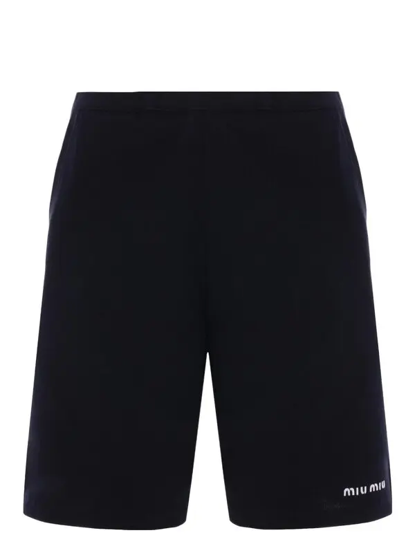 Miu Miu Logo Embroidered Relaxed Fit Shorts - Blue