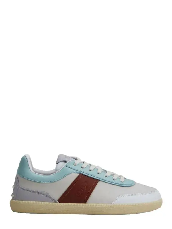 TOD'S Leather Sneakers With Hammered Leather Inserts - Gray
