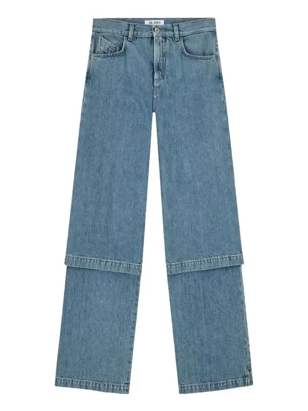 Attico The Logo-patch Straight-leg Jeans - Sky-blue