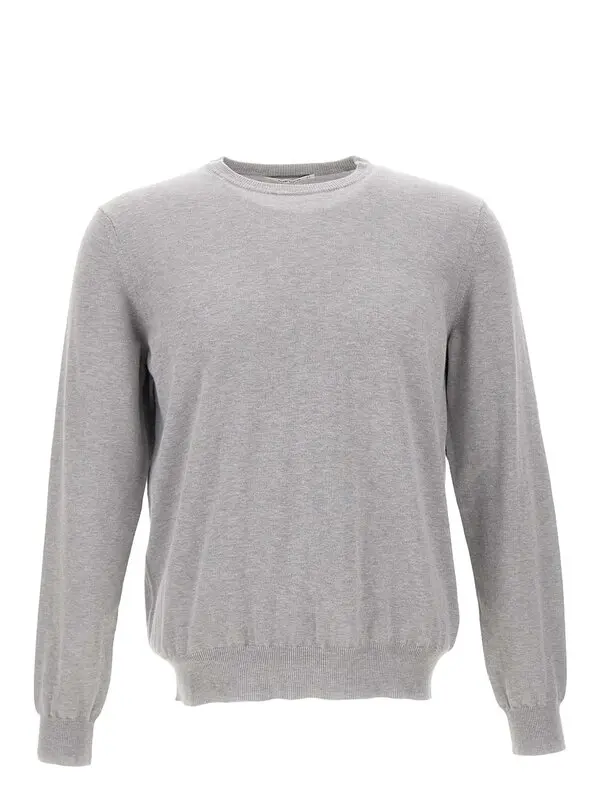 KANGRA Crew Neck Sweater With Elbow Patches - Grey