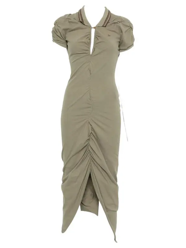 VIVIENNE WESTWOOD Pulled Dress With Gathered Detail And Polo Collar - Green