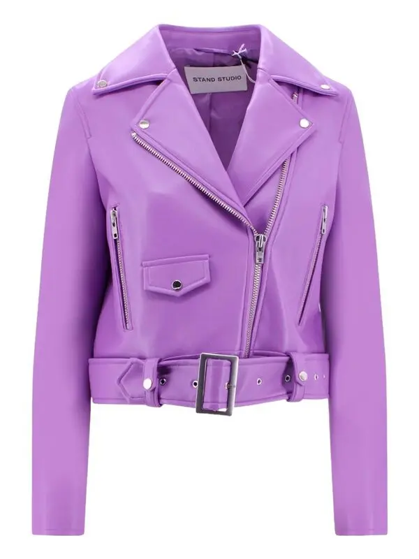 STAND STUDIO Esmeralda Leather Biker Jacket - Purple
