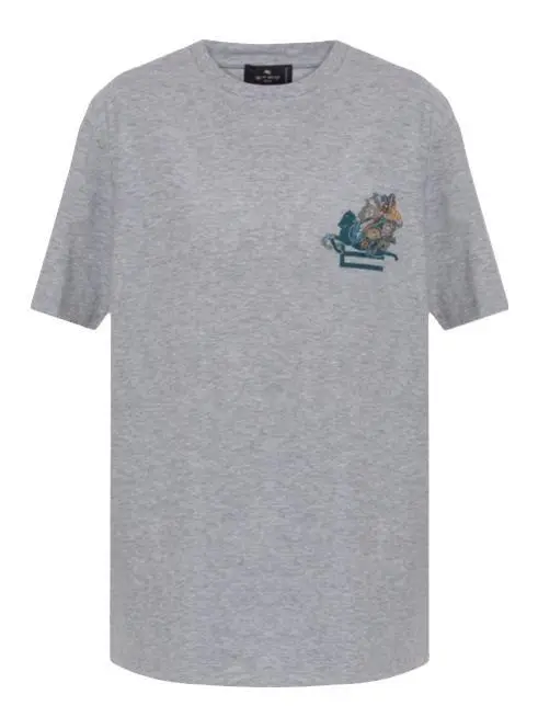 Etro Pegaso Embroidered Short-sleeved T-shirt - Gray