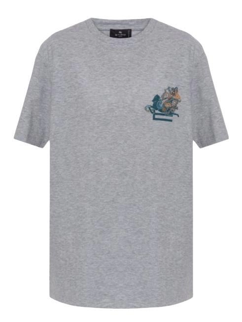 Etro Pegaso Embroidered Short-sleeved T-shirt - Gray