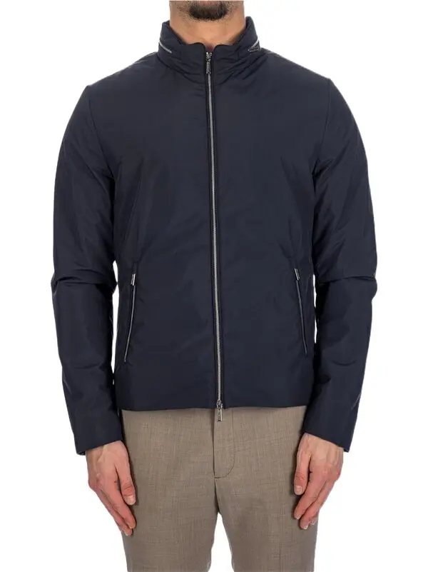 MOORER Long-sleeved Zip-up Jacket With Stand Collar - Black