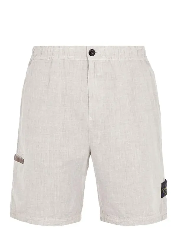 Stone Island Logo Detail Shorts - Dove-grey