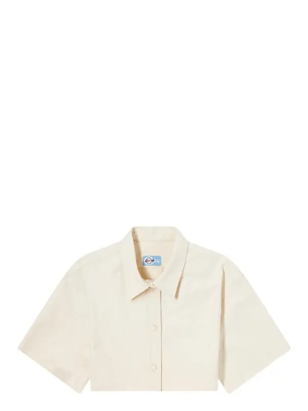 Heron Preston Cropped Shirt With Distressed Hem - White