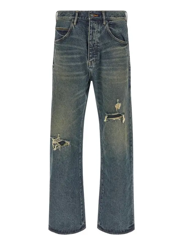 PURPLE BRAND Distressed Wide-leg Jeans - Black