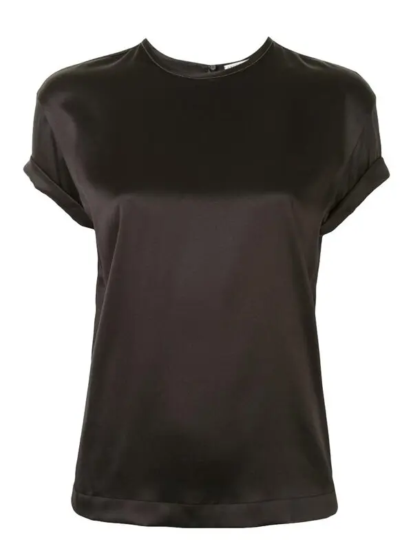 Brunello Cucinelli Round Neck Short Sleeve Top - Black