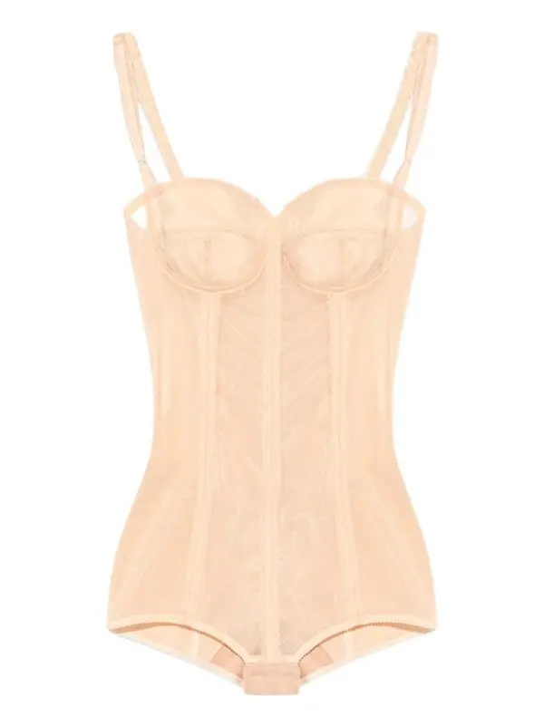 Dolce & Gabbana X Kim Sheer Bodysuit With Back Zippers - Nude