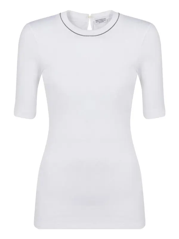 Brunello Cucinelli Embellished Short-sleeved T-shirt - White