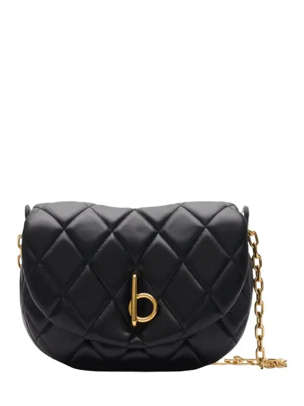 Burberry Quilted Rocking Horse Crossbody Bag - Black/gold