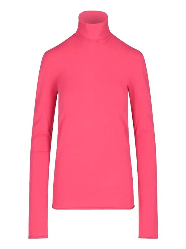 Bottega Veneta High Neck Long Sleeve Top - Red