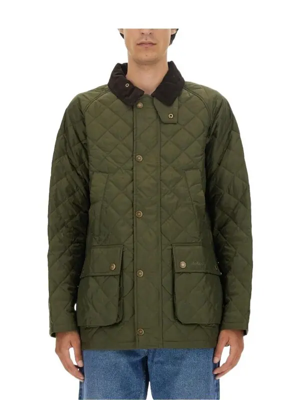 Barbour Quilted Jacket With Long Sleeves And Button Closure - Green