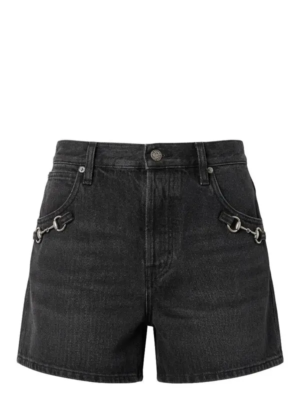 Gucci Horsebit Detail Denim Shorts - Dark Grey