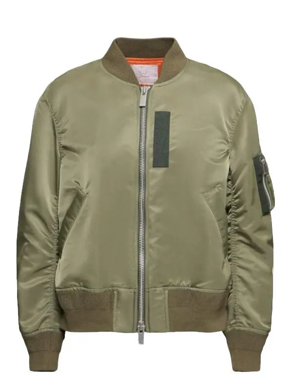 Sacai Zippered Casual Bomber Jacket - Khaki