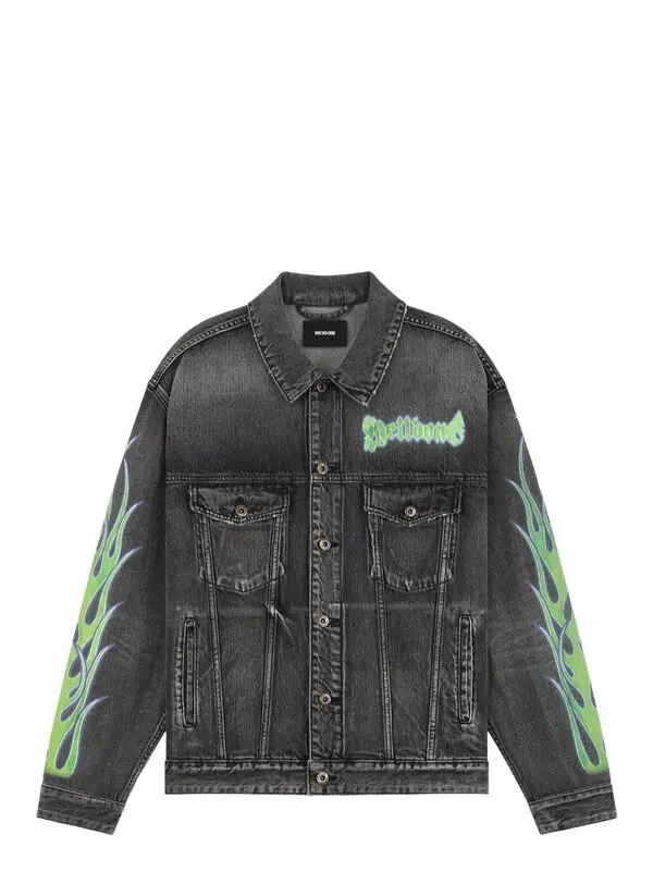 We11Done Flame Micro-label Denim Jacket - Black