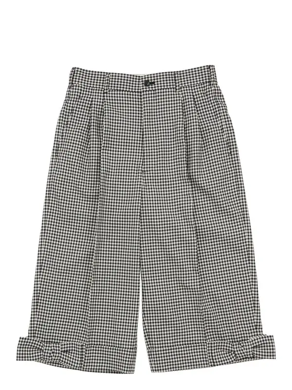 Comme Des Garçons Gingham Checked Culottes With Bow Detail - Gray