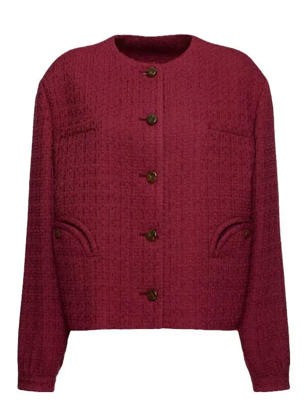 BLAZÉ MILANO Textured Round Neck Jacket - Red