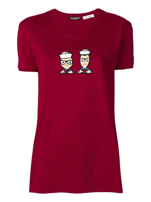 Dolce & Gabbana Dg Family T-shirt With Patched Detail - Red